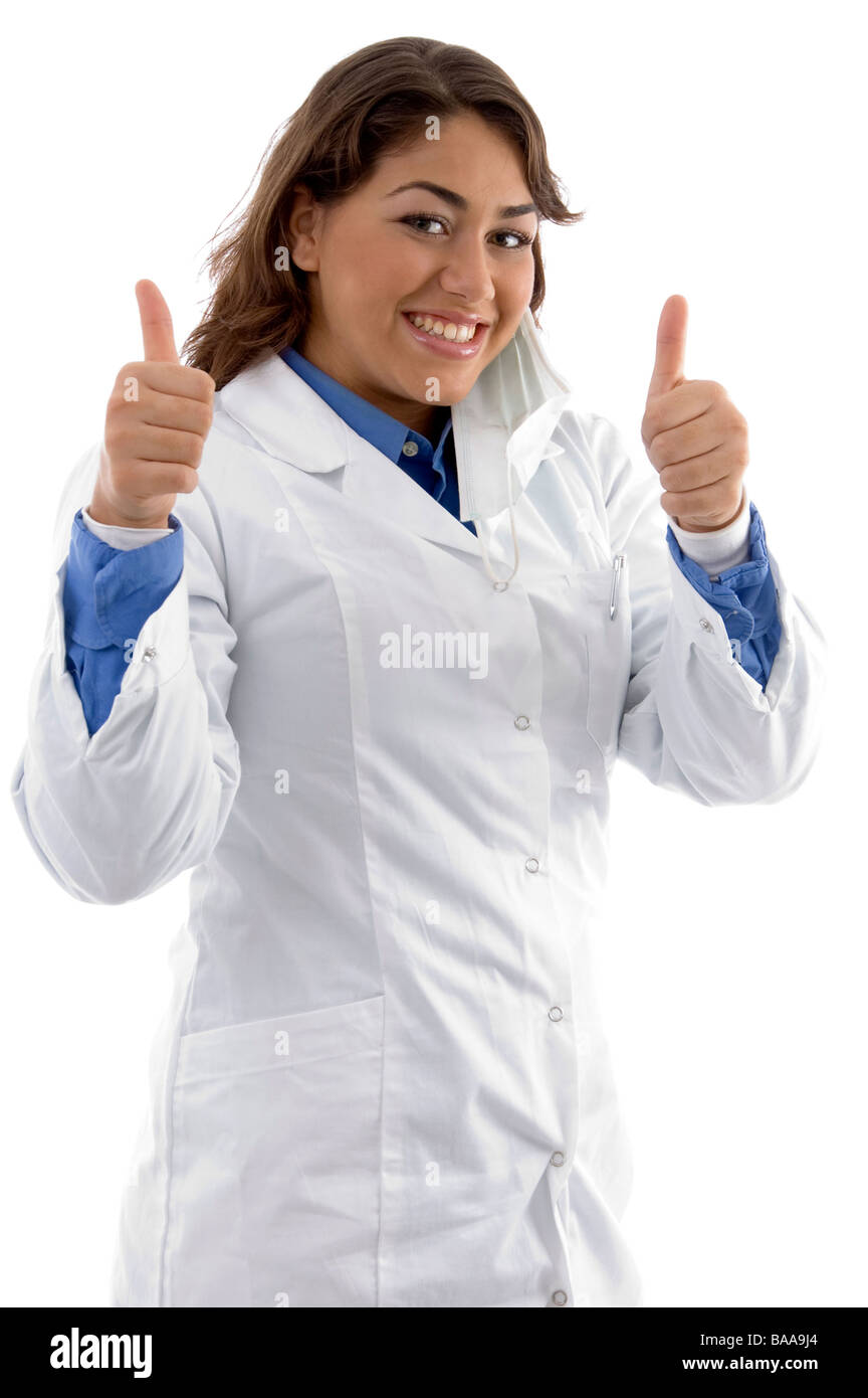female doctor showing successful sign Stock Photo - Alamy