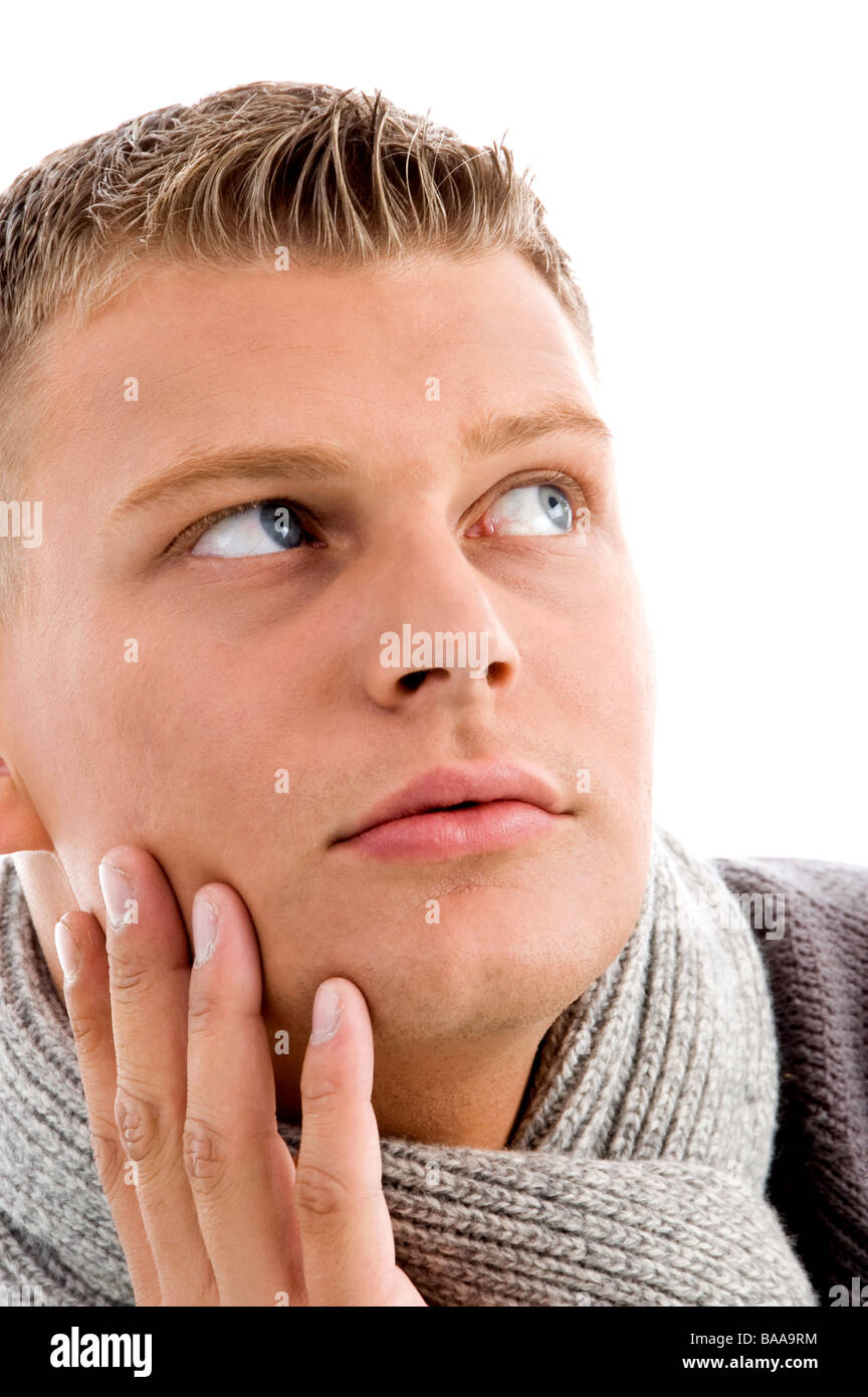 portrait of handsome man looking upward Stock Photo - Alamy