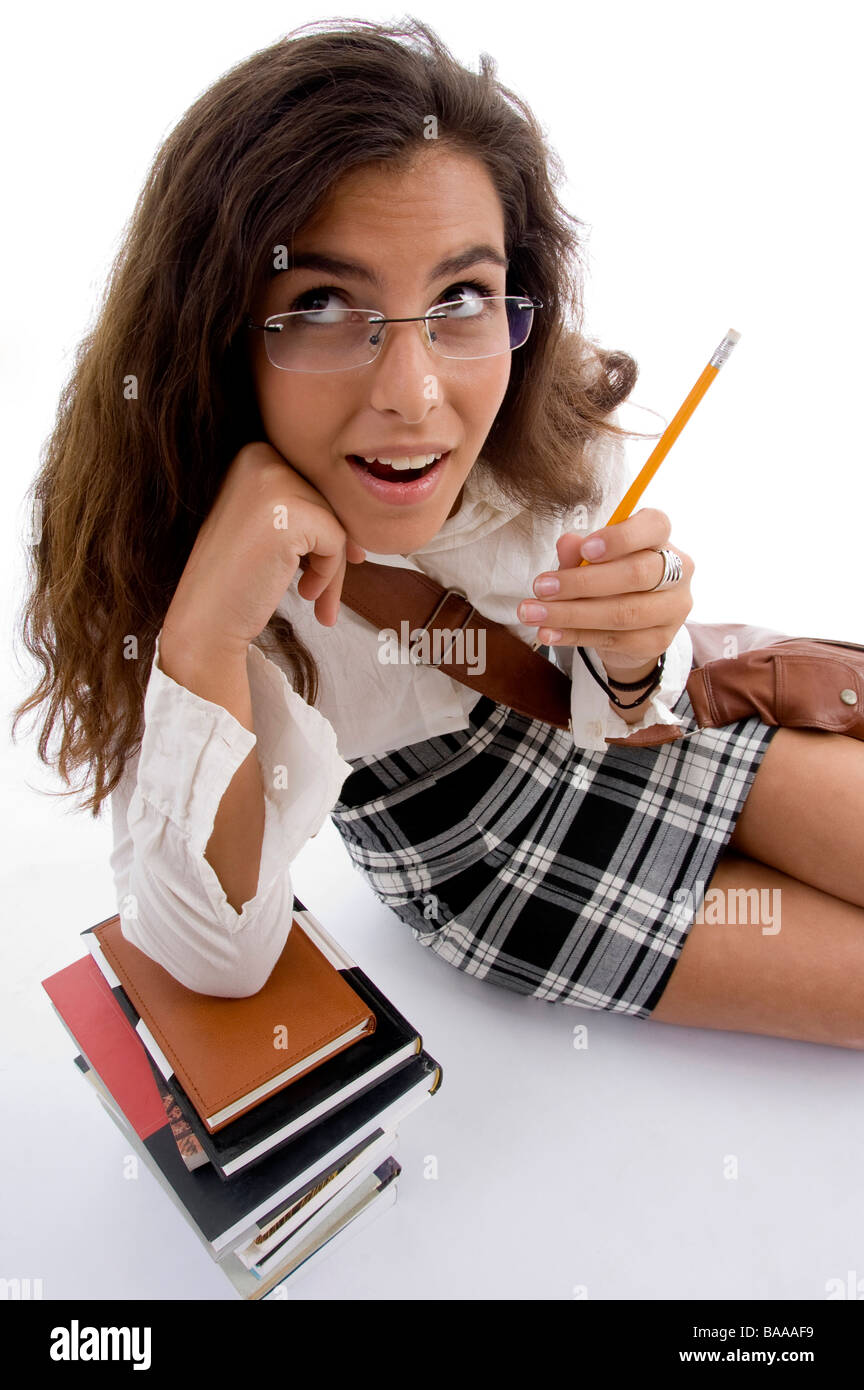 young student with books and pencil Stock Photo - Alamy