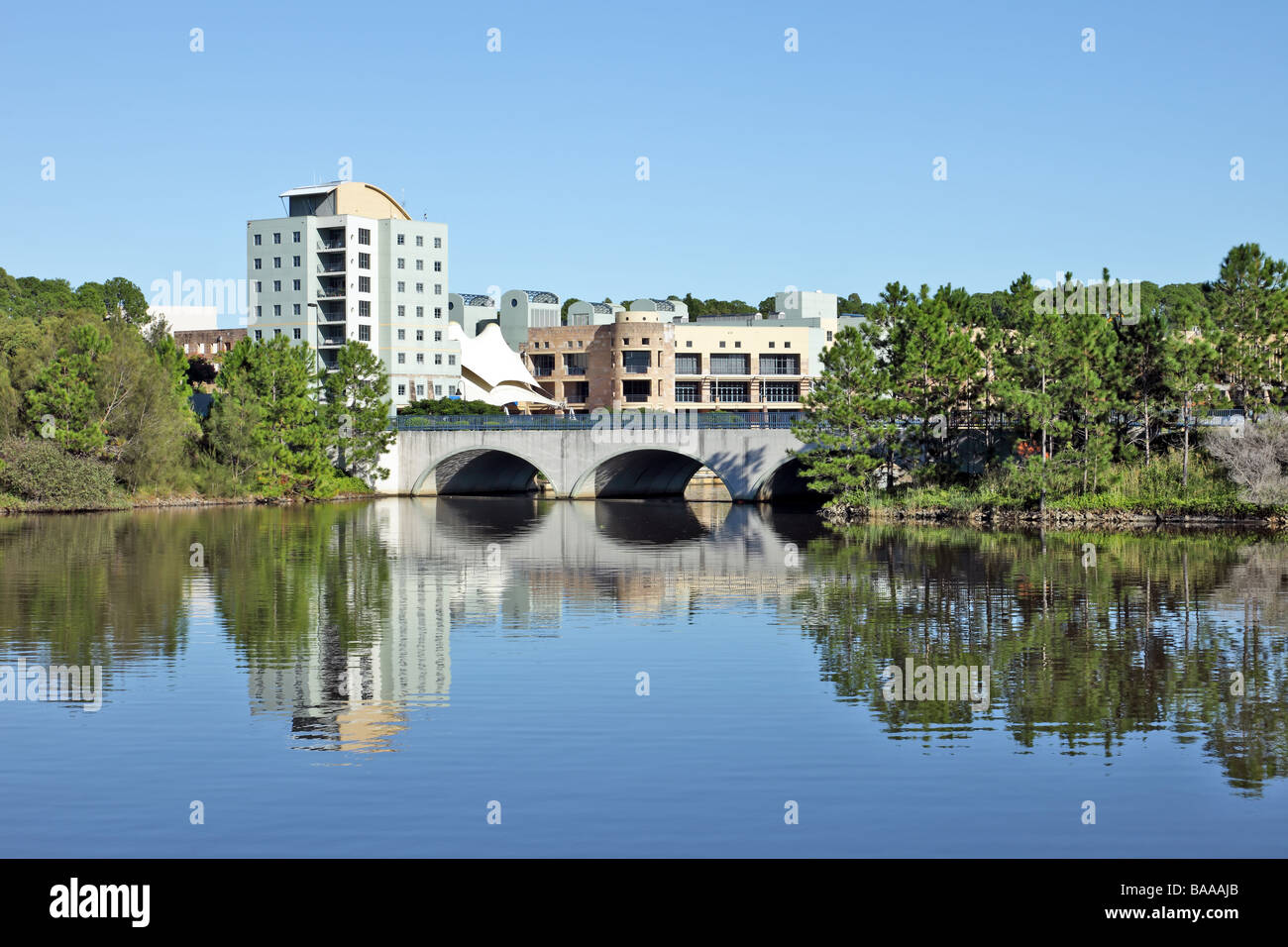 Road bridge over a lake Stock Photo - Alamy