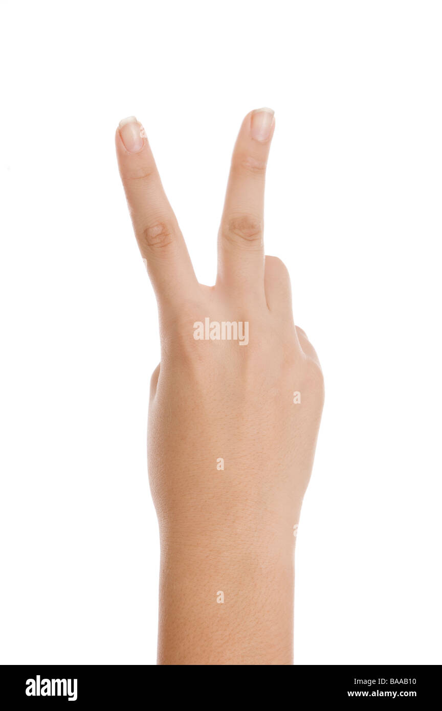 hand showing peace sign Stock Photo - Alamy