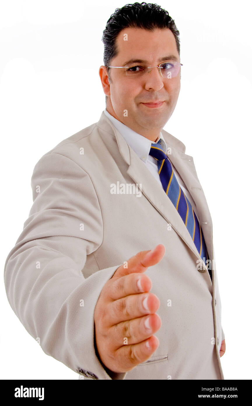 man in suit stretching out hand Stock Photo - Alamy