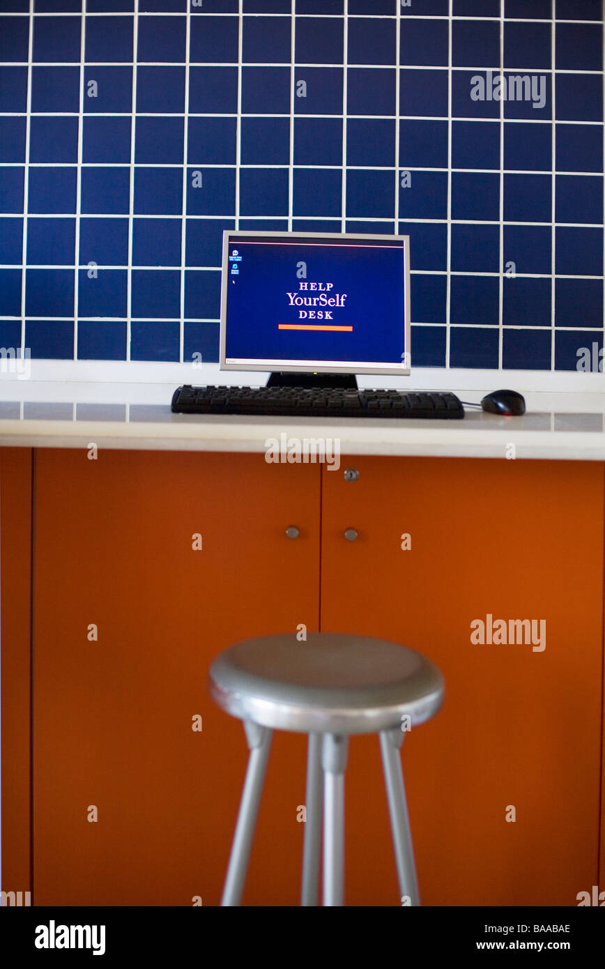 A computer with hotel information, Greece Stock Photo - Alamy