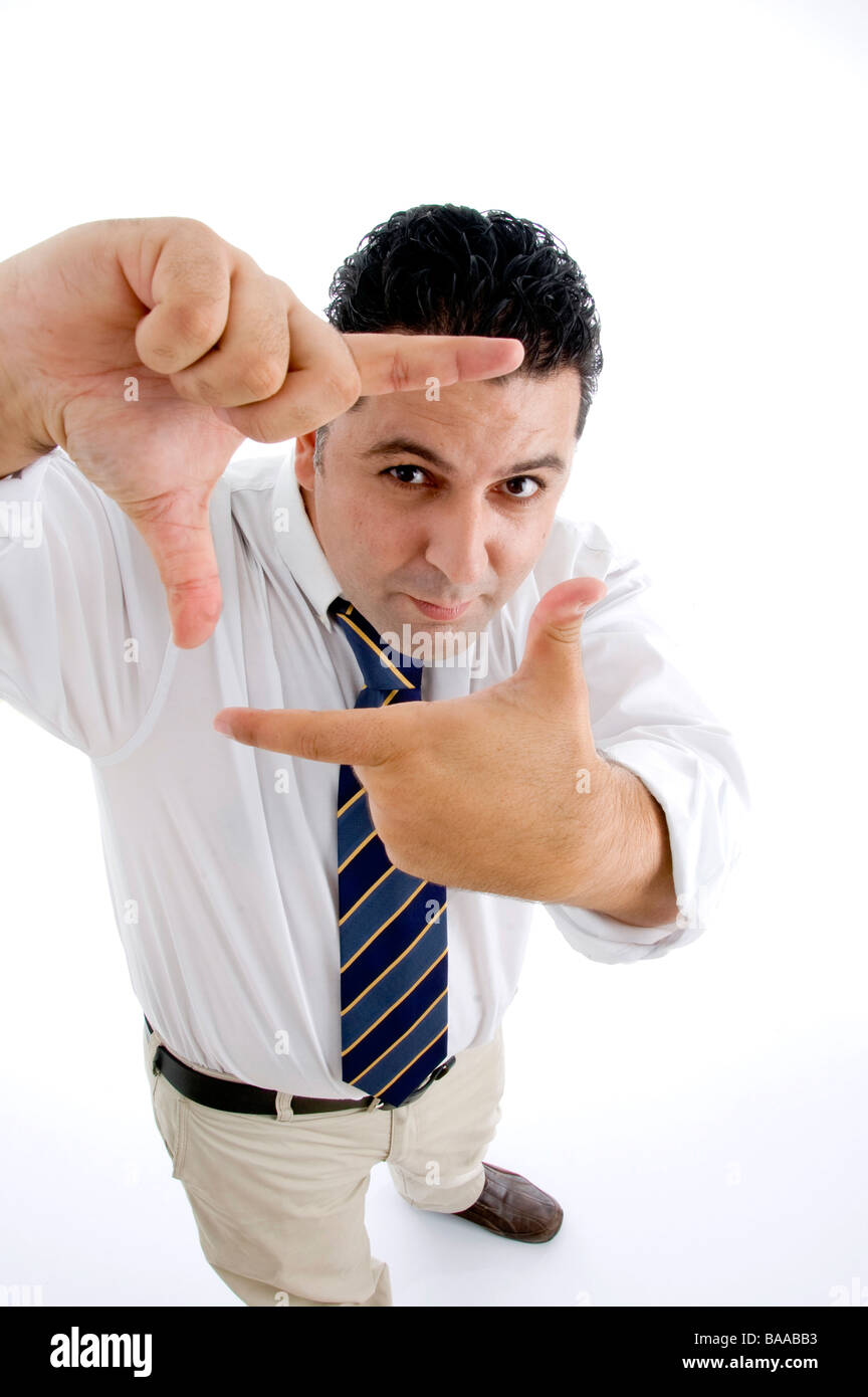 businessman showing directing gesture Stock Photo - Alamy