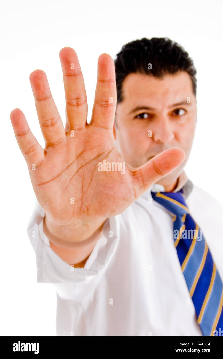 executive with stopping hand Stock Photo - Alamy