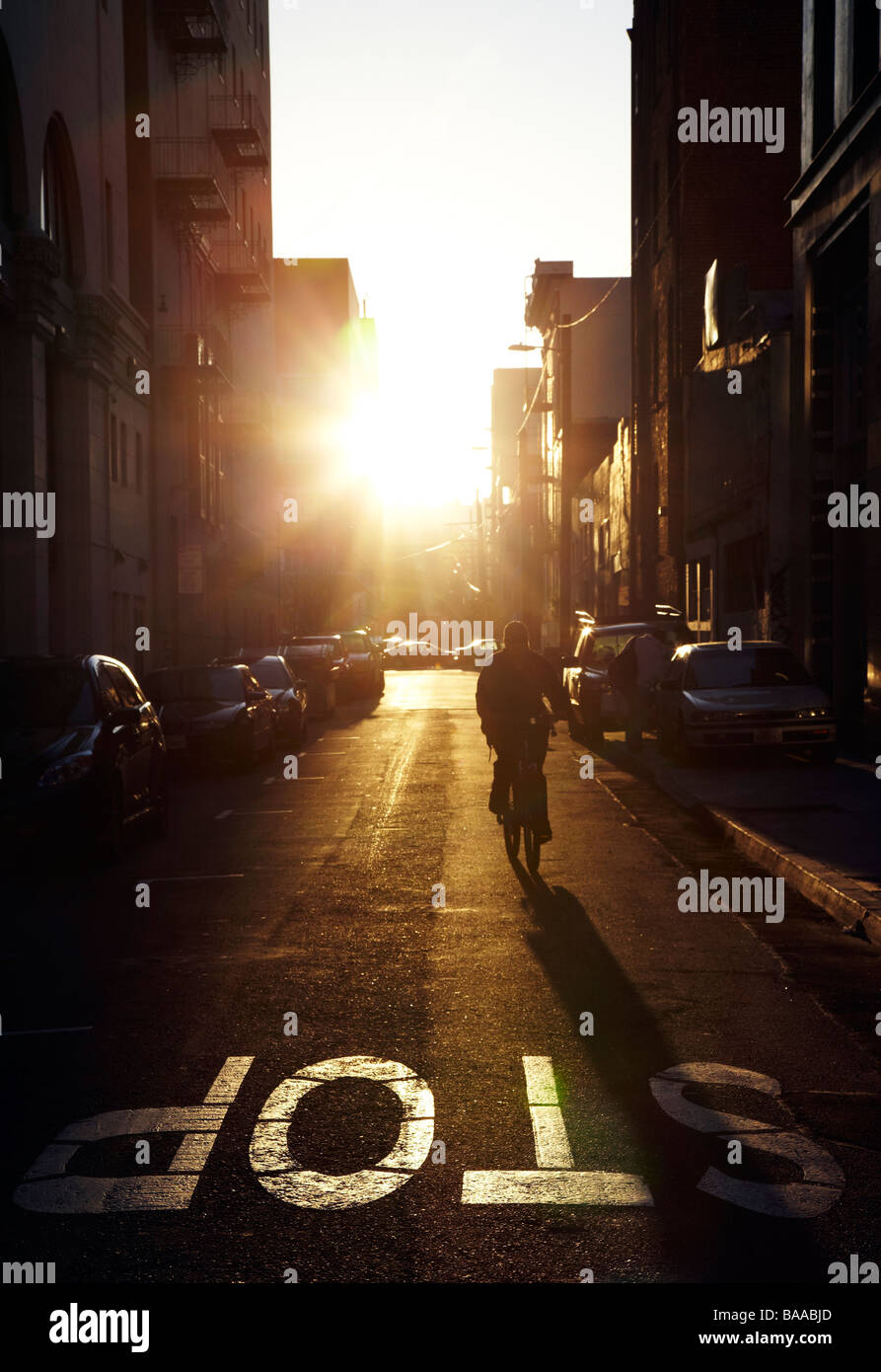 cyclist stop road sign, San Francisco Stock Photo - Alamy