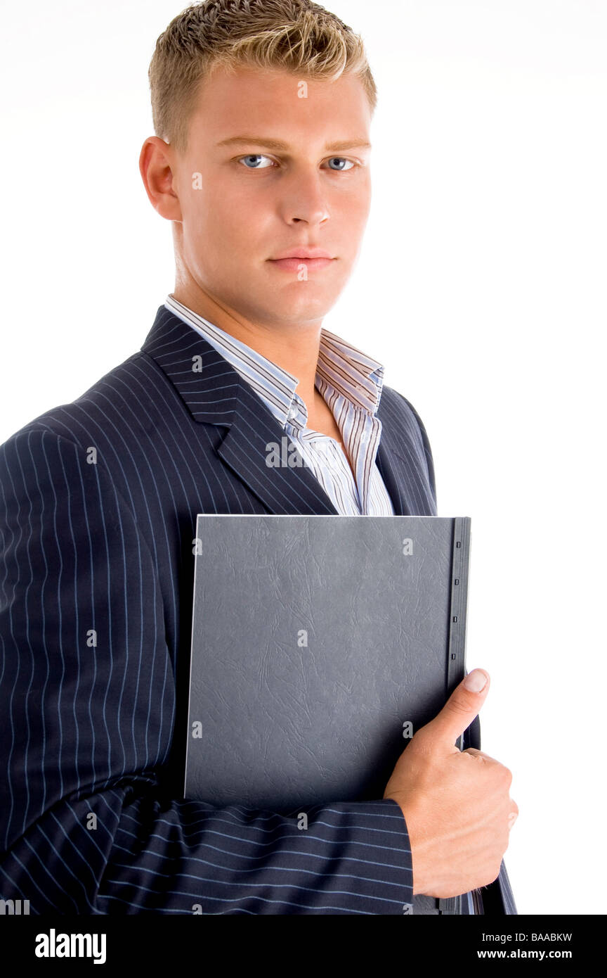 man posing with files Stock Photo - Alamy