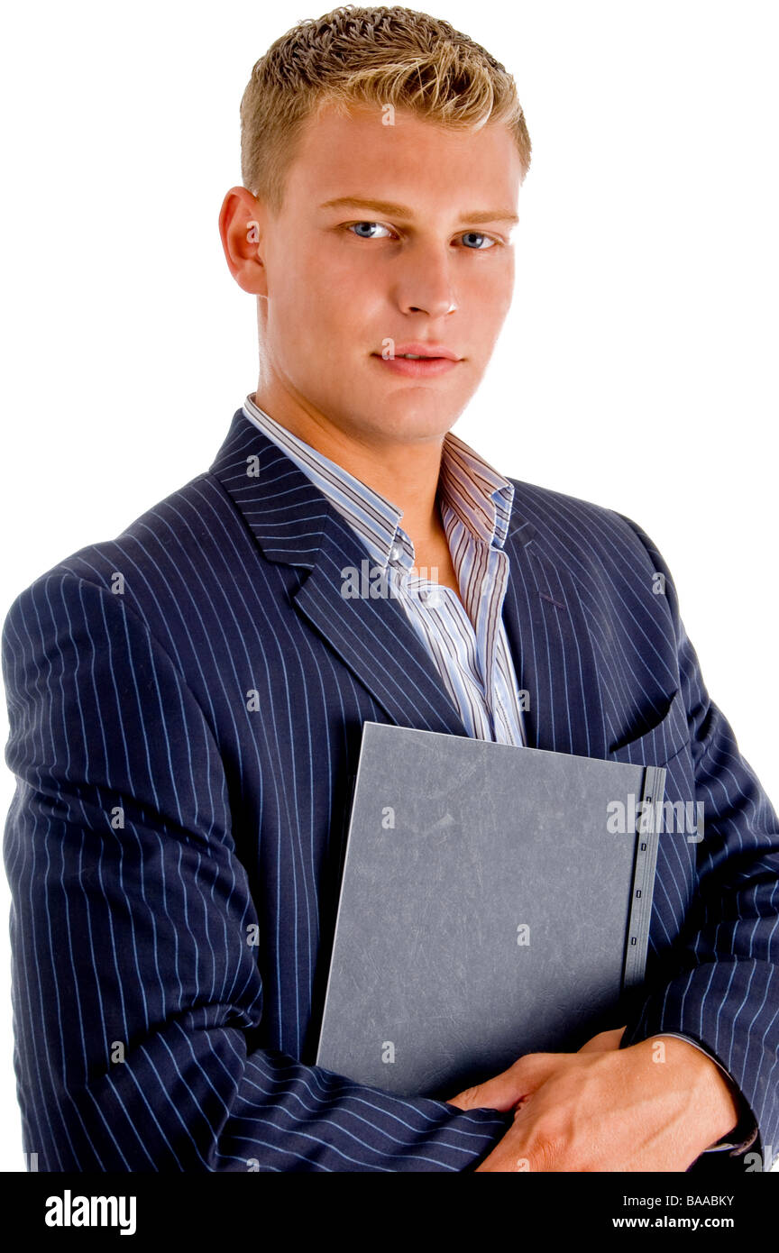 smiling man holding the document Stock Photo - Alamy