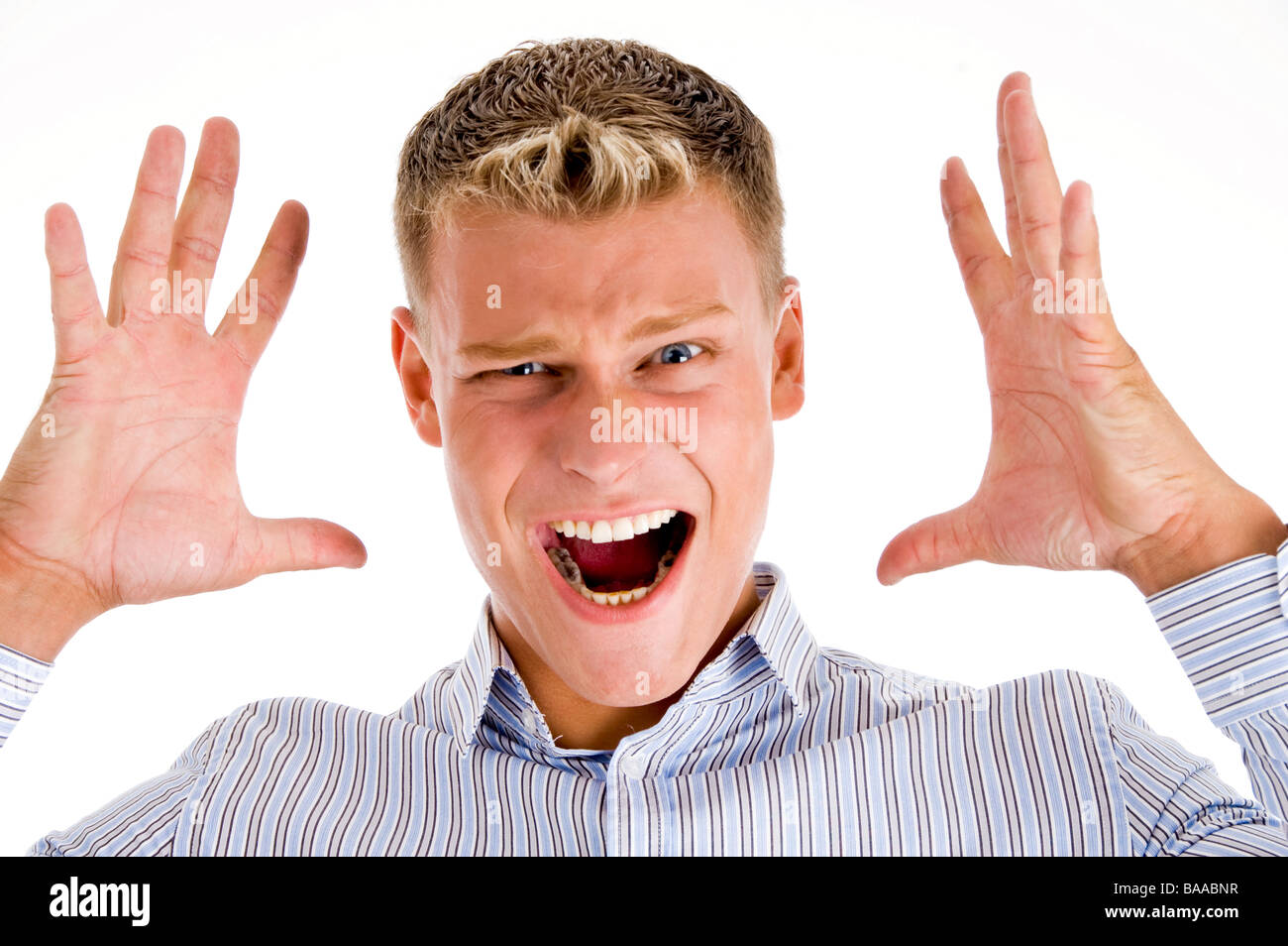 white young man shouting Stock Photo - Alamy
