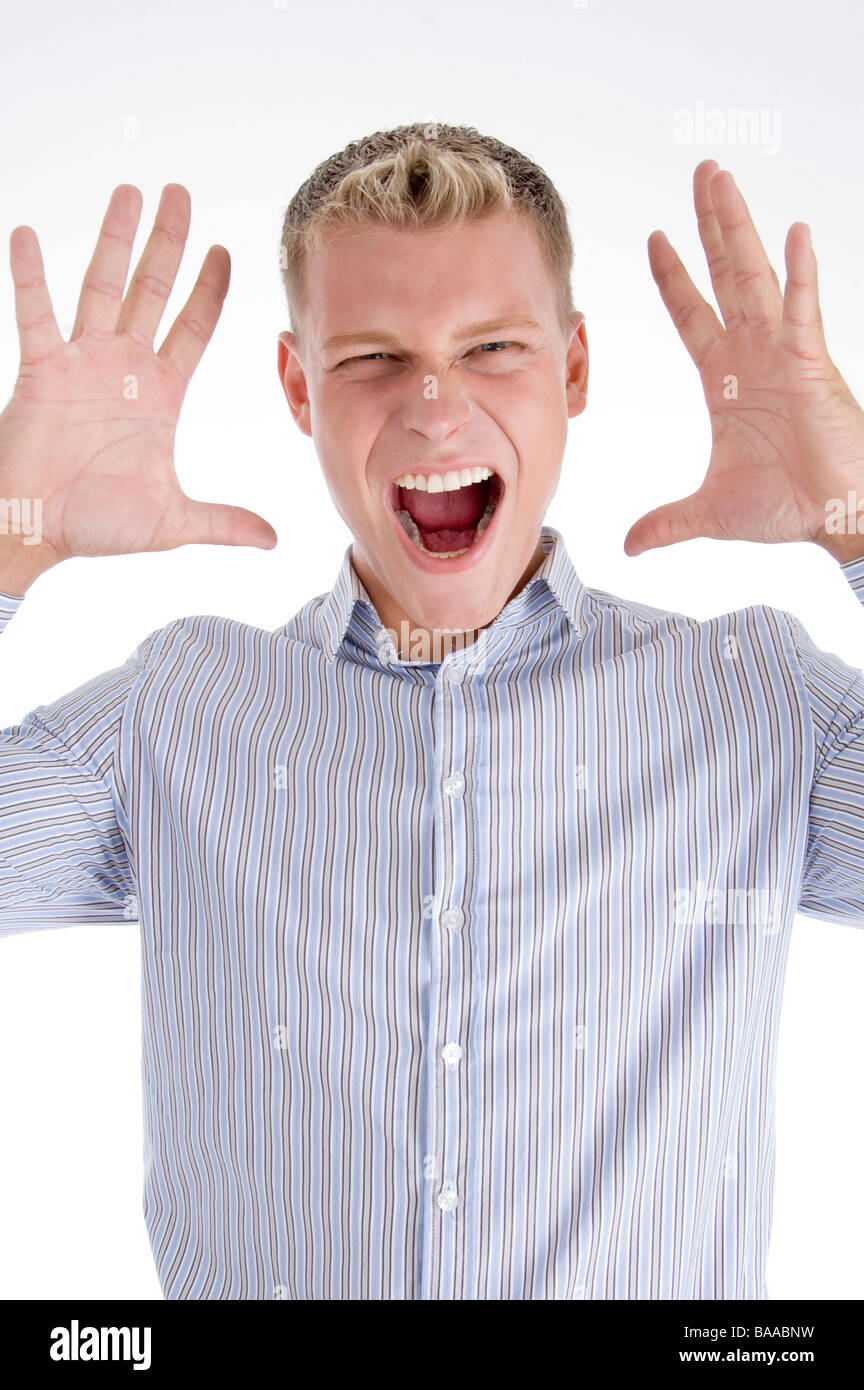 young male shouting Stock Photo - Alamy