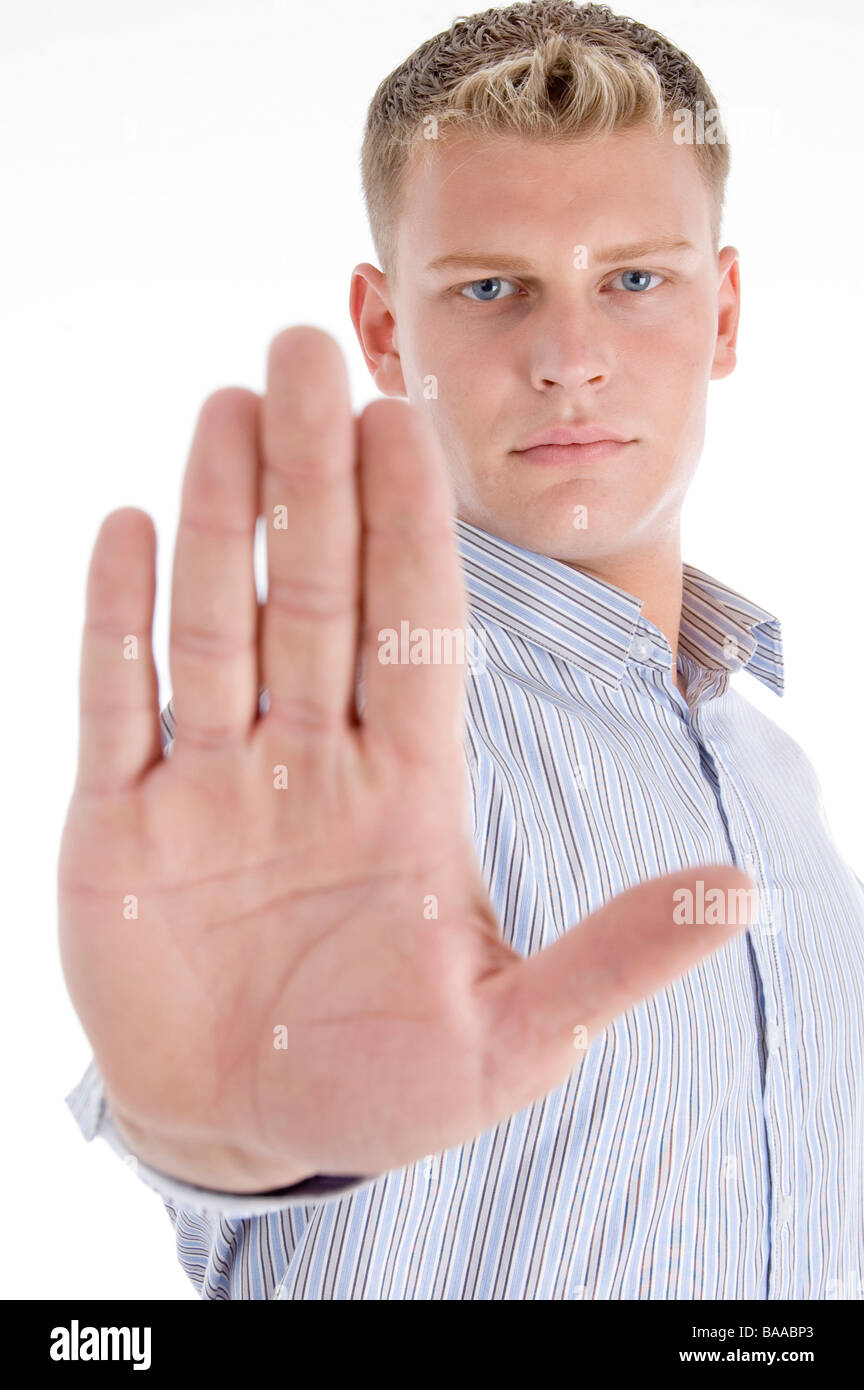 man instructing to stop Stock Photo - Alamy