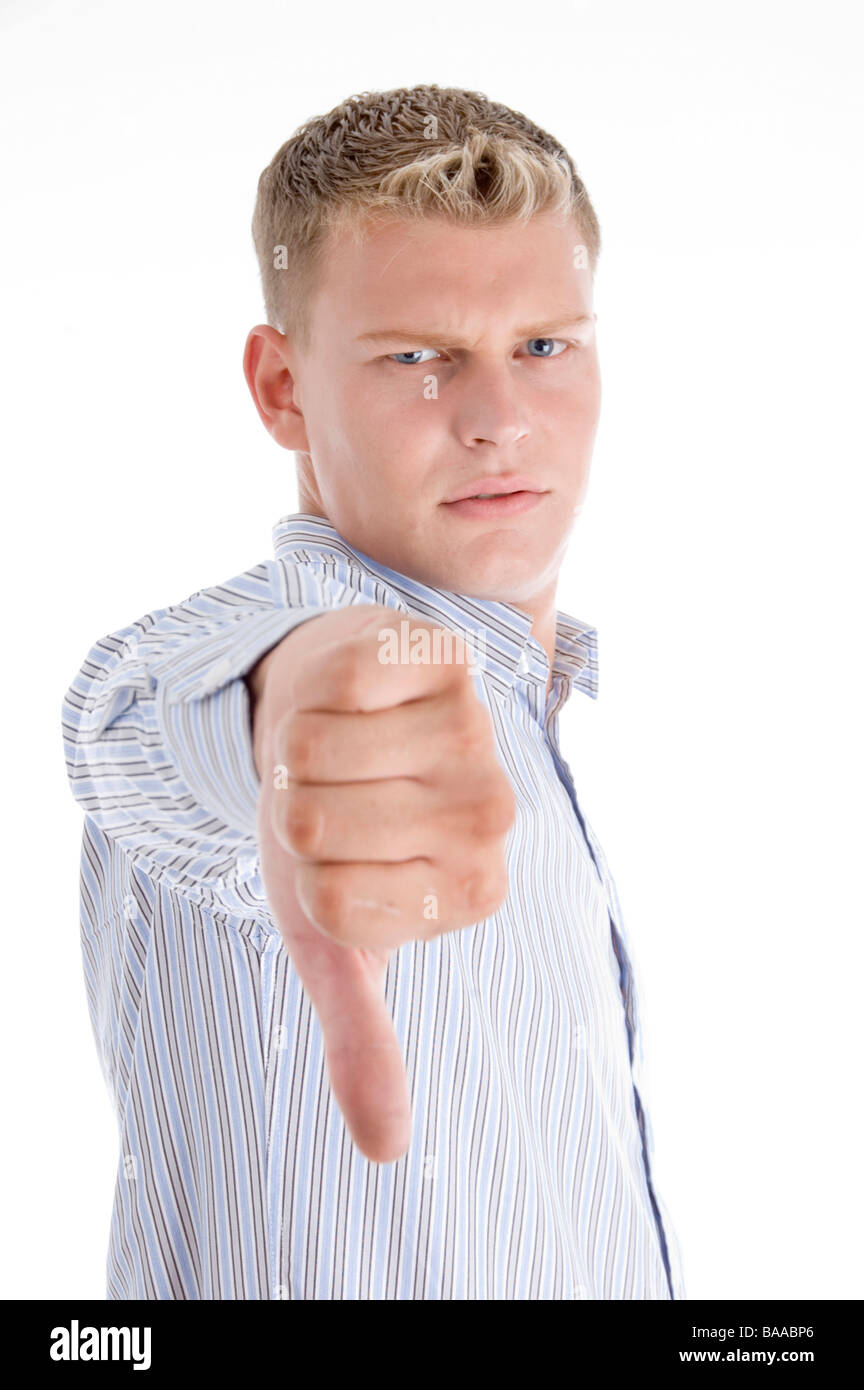 man showing disapproval sign Stock Photo - Alamy
