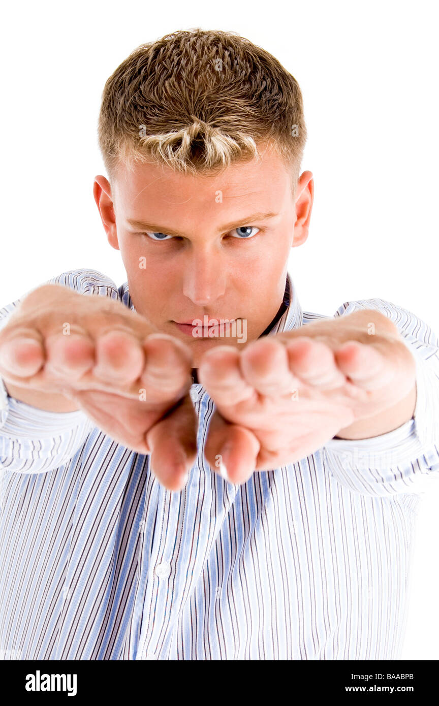 american man showing fingers Stock Photo - Alamy