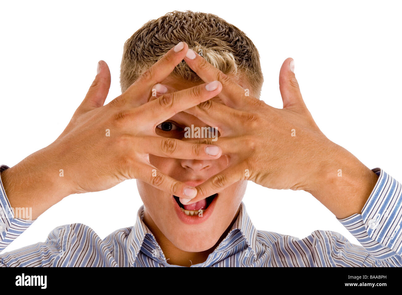 male showing hand gesture Stock Photo - Alamy
