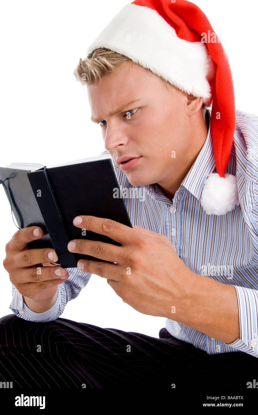 man reading diary Stock Photo - Alamy