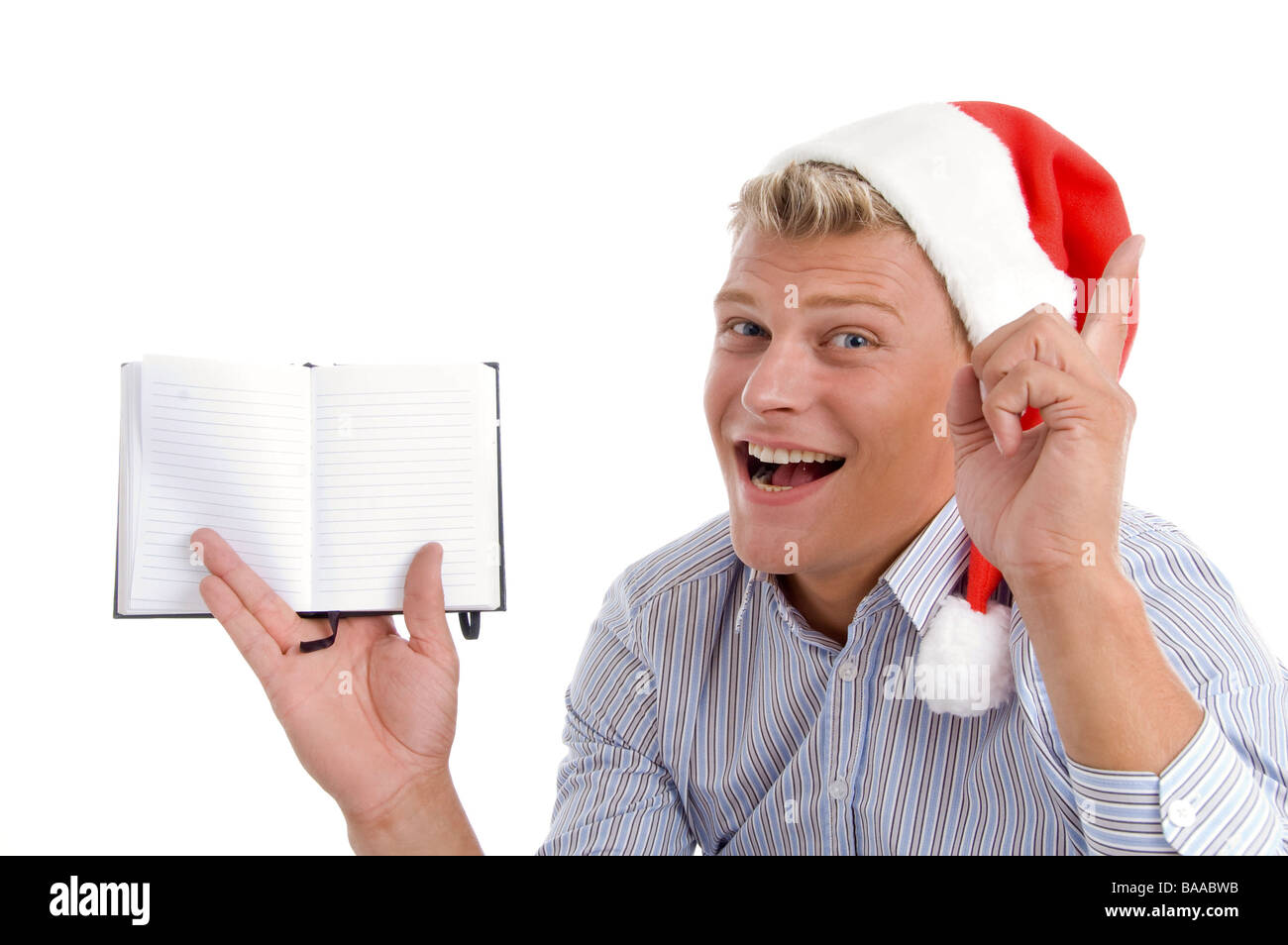 pointing man showing diary Stock Photo - Alamy