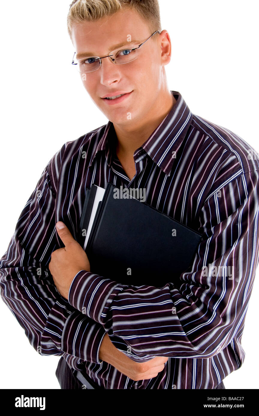 portrait young businessman with official files Stock Photo - Alamy