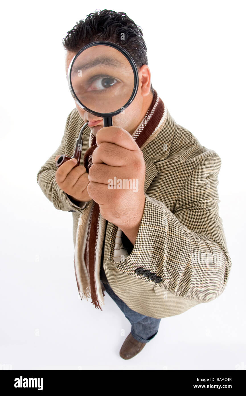 adult male with magnified eye Stock Photo - Alamy