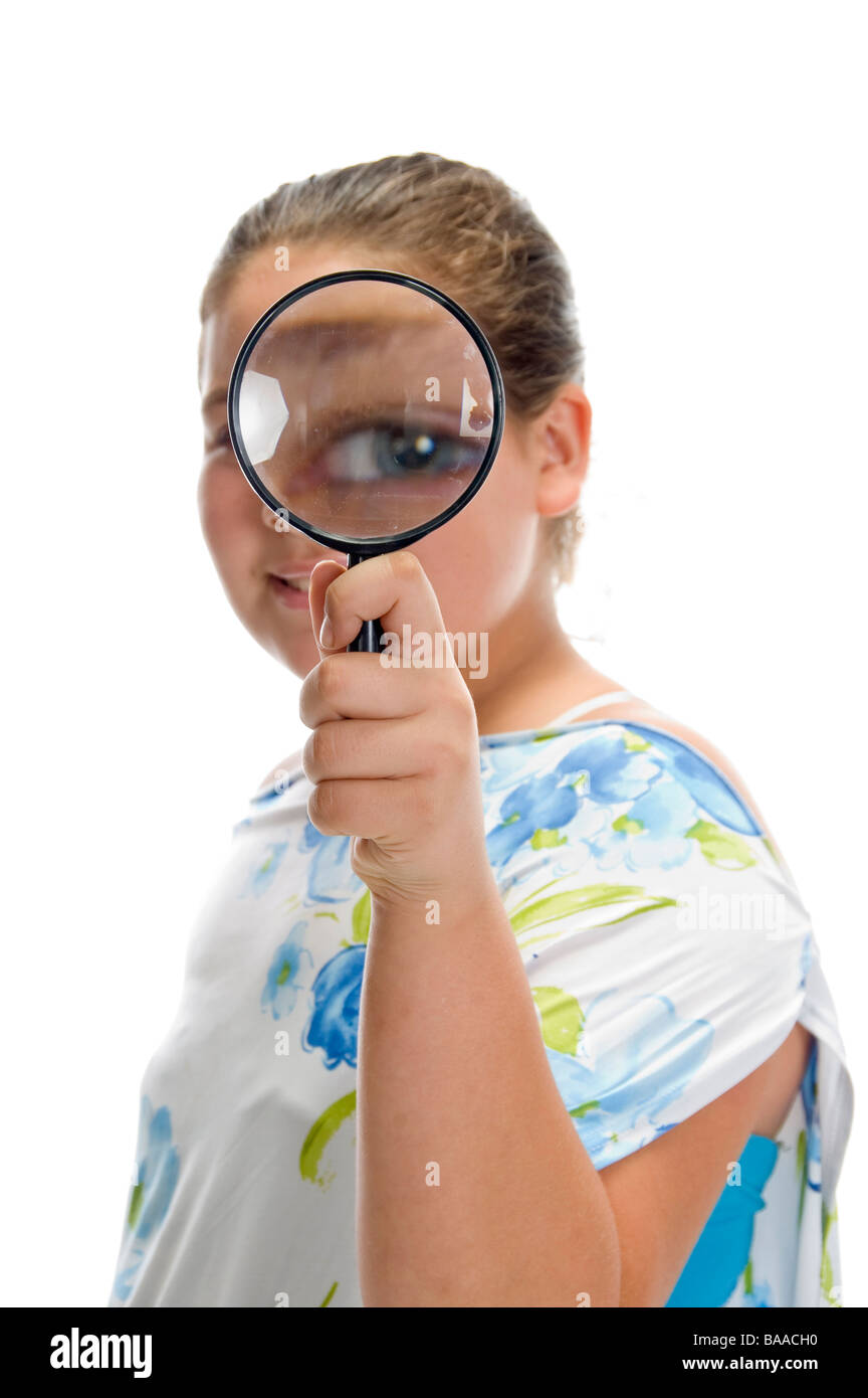 girl looking through lens Stock Photo - Alamy