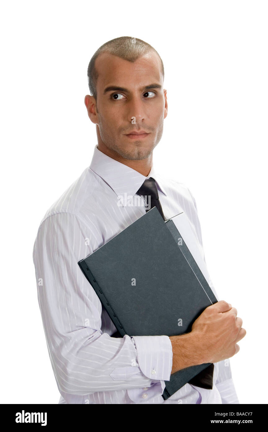 handsome businessman holding files Stock Photo - Alamy