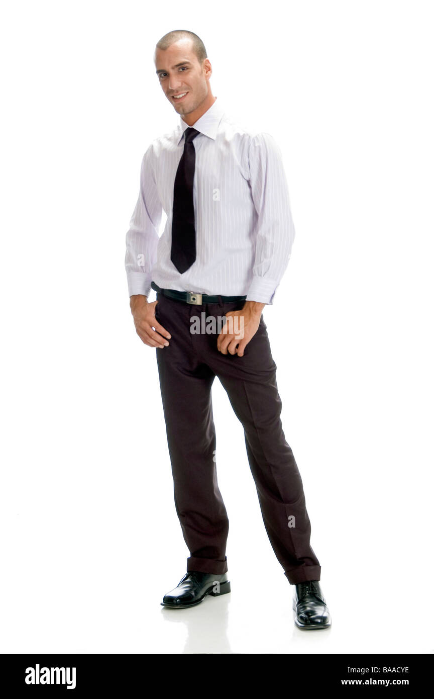 full pose of handsome businessman Stock Photo - Alamy