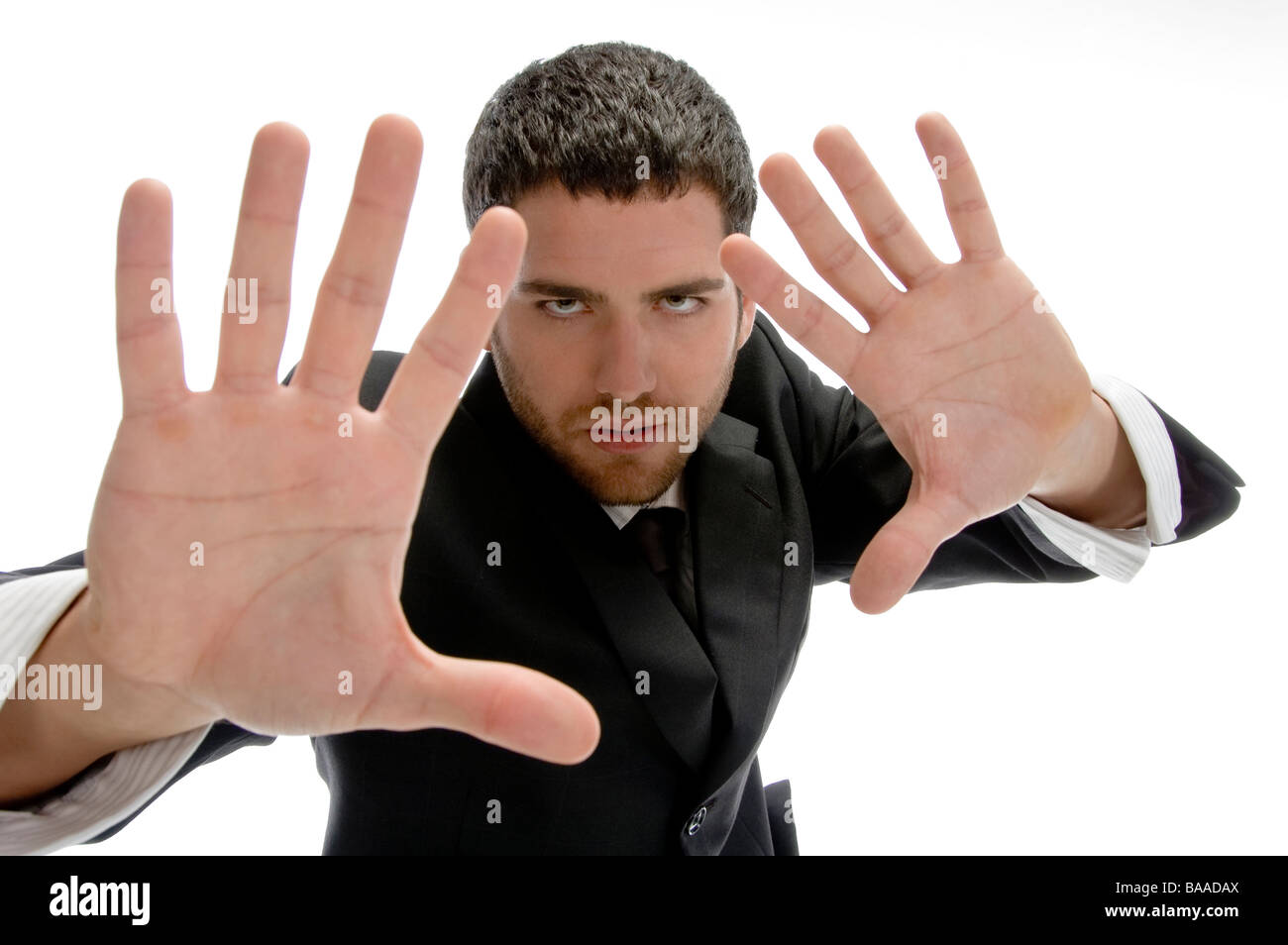 young man with hand gesture Stock Photo - Alamy
