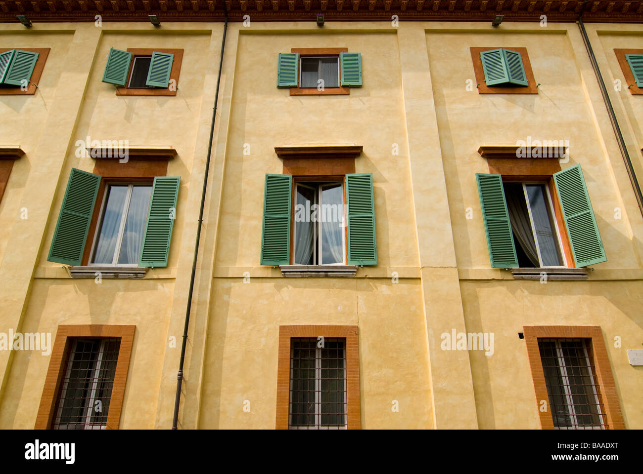 photograp of italian house facade with open shutters Stock Photo - Alamy