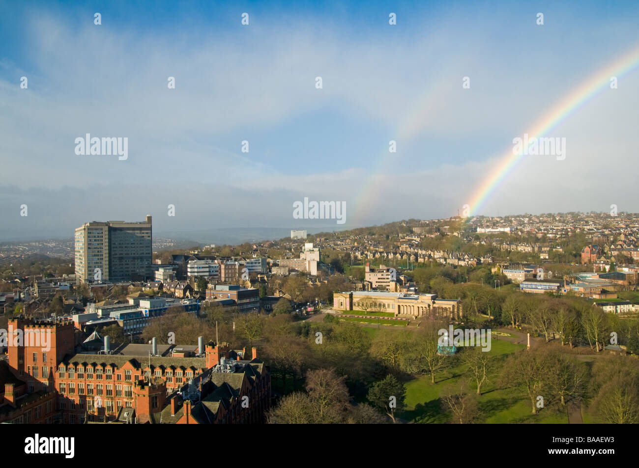 Rainbow over Sheffields Western Park Museum South Yorkshire England ...