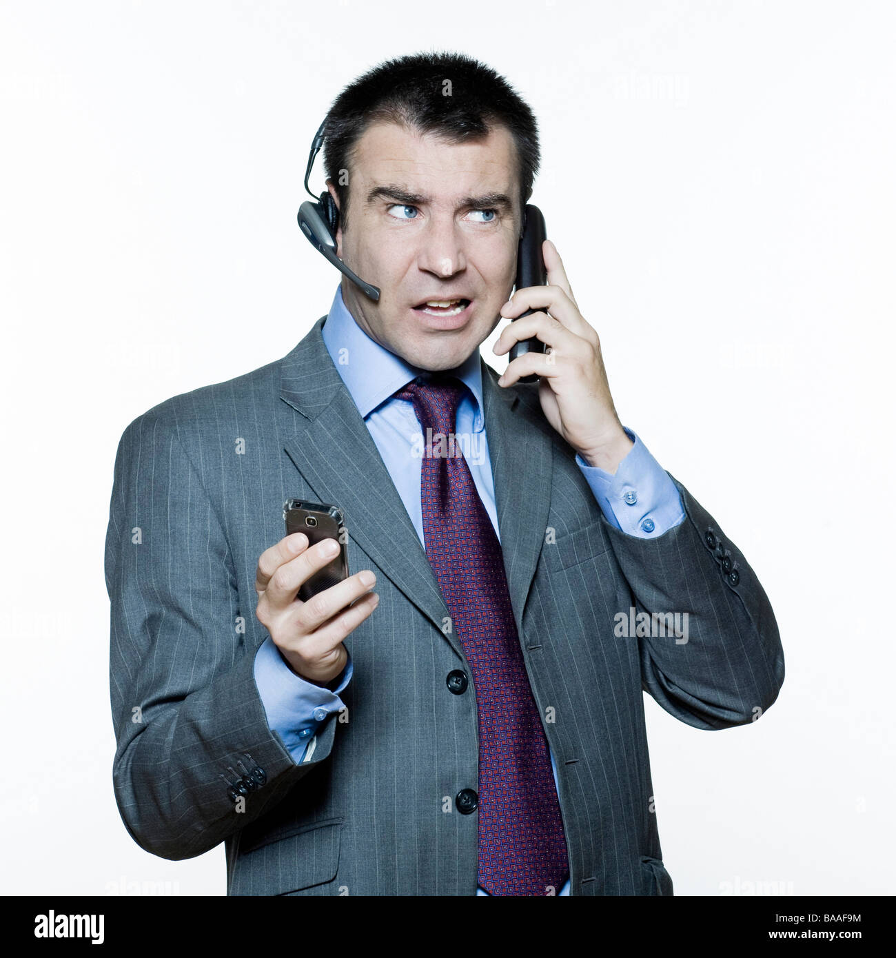 expressive portraits on isolated white background of a handsome ...