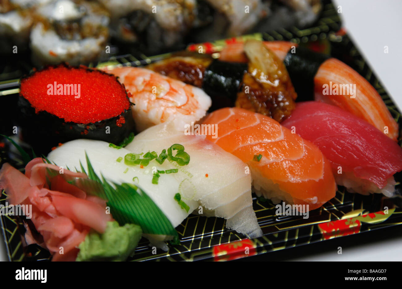 sushi plate mixed foods Stock Photo - Alamy