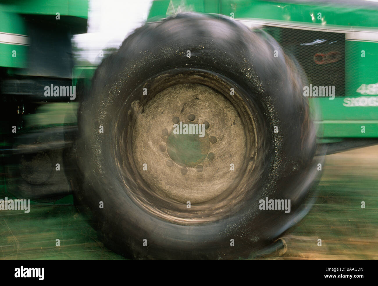 Tyre of crane in forest close-up Stock Photo - Alamy