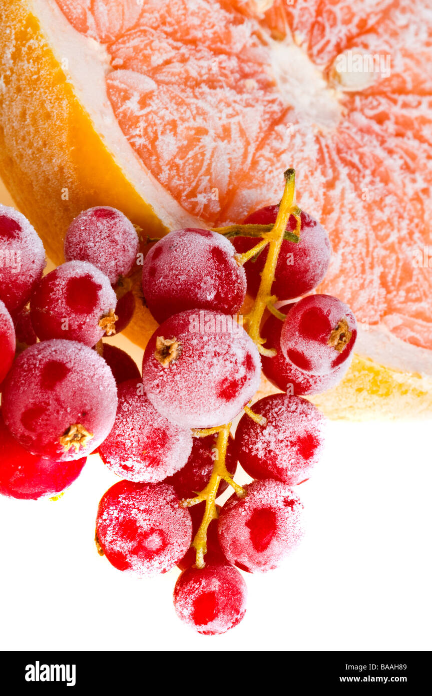 fresh frozen fruit in ice Stock Photo - Alamy