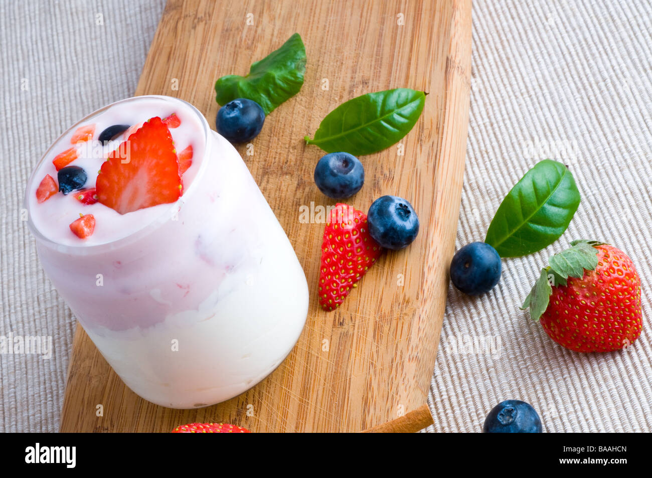 fresh yoghurt with fruit and berry Stock Photo - Alamy