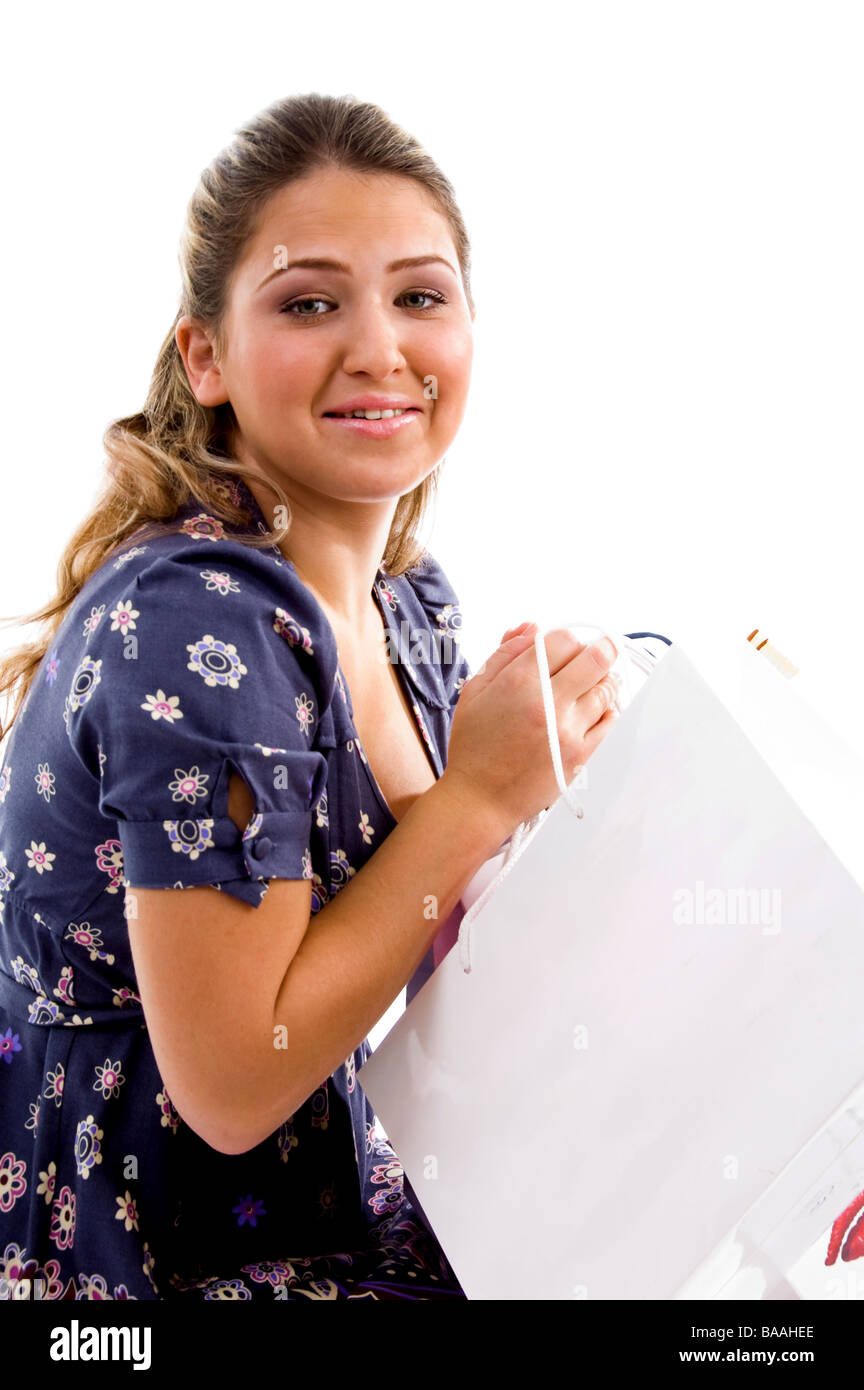 side pose of model holding shopping bags Stock Photo - Alamy