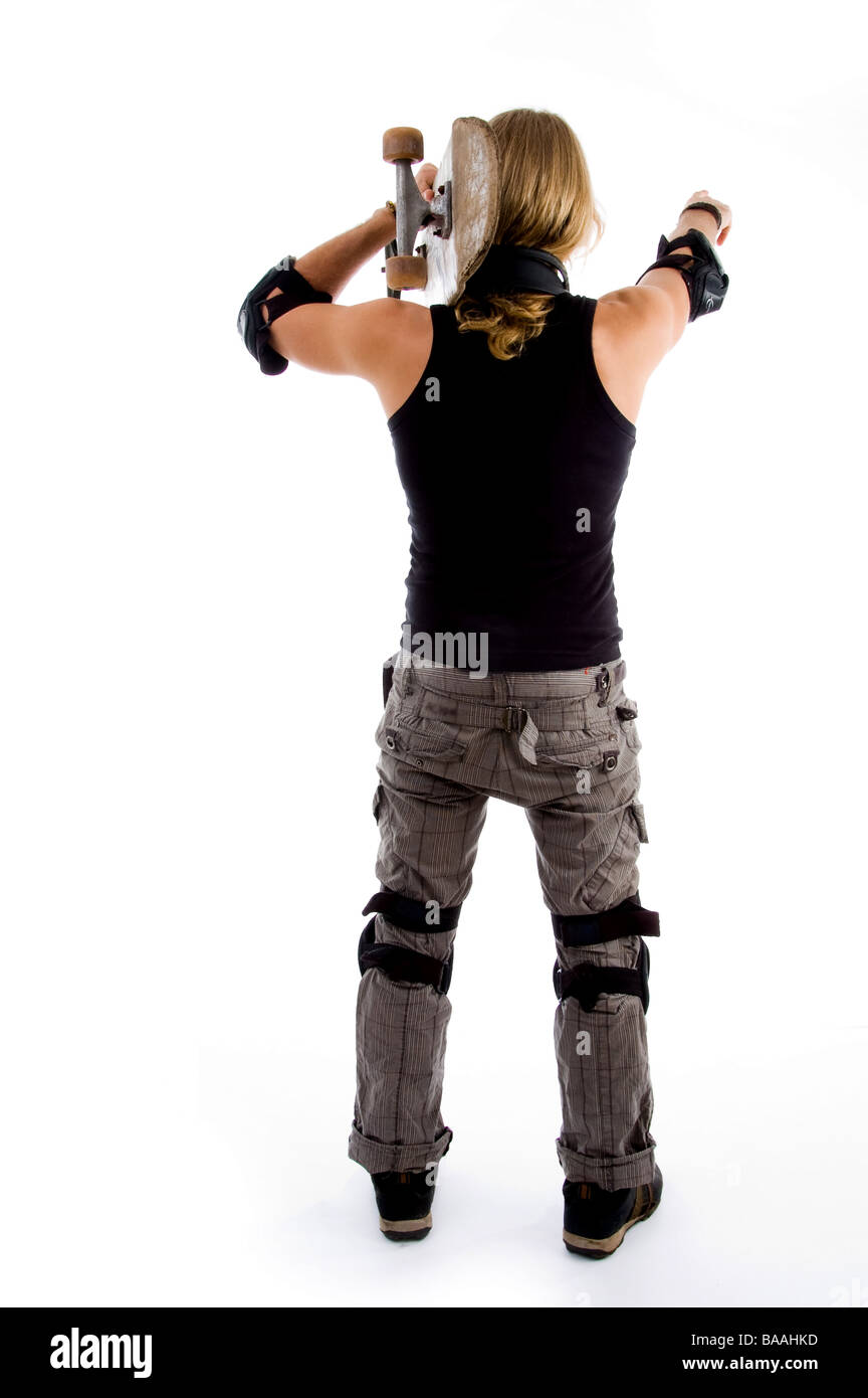 back pose of male skater Stock Photo - Alamy