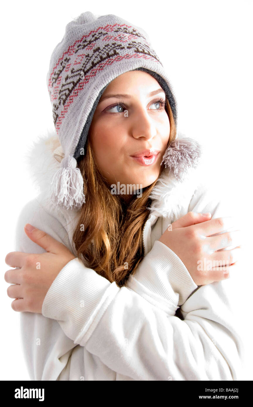 beautiful young female shivering in cold Stock Photo - Alamy