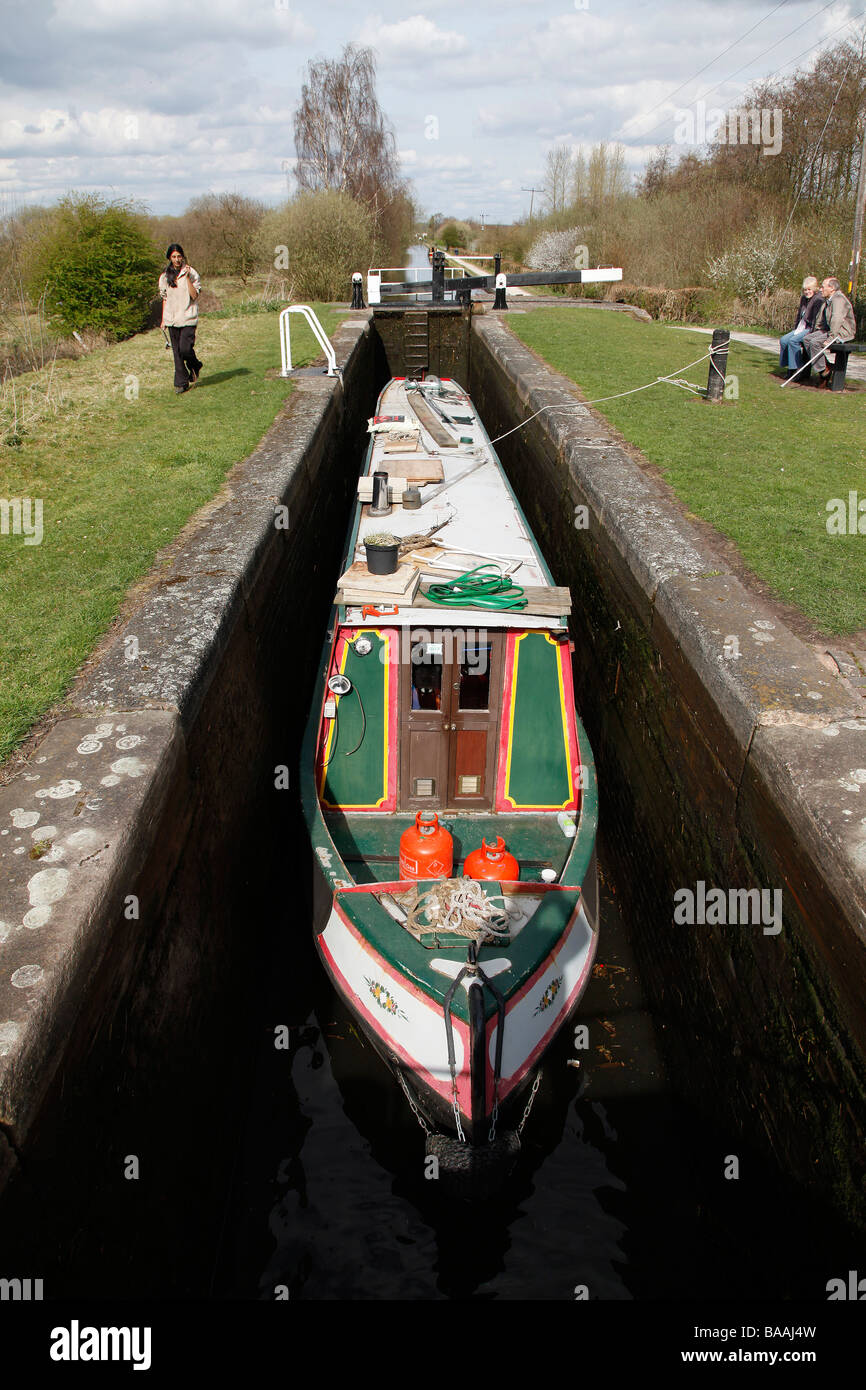 GREEN BARGE & LOCK NUMBER 10 BODYMORE HEATH WEST MIDLANDS ENGLAND ...