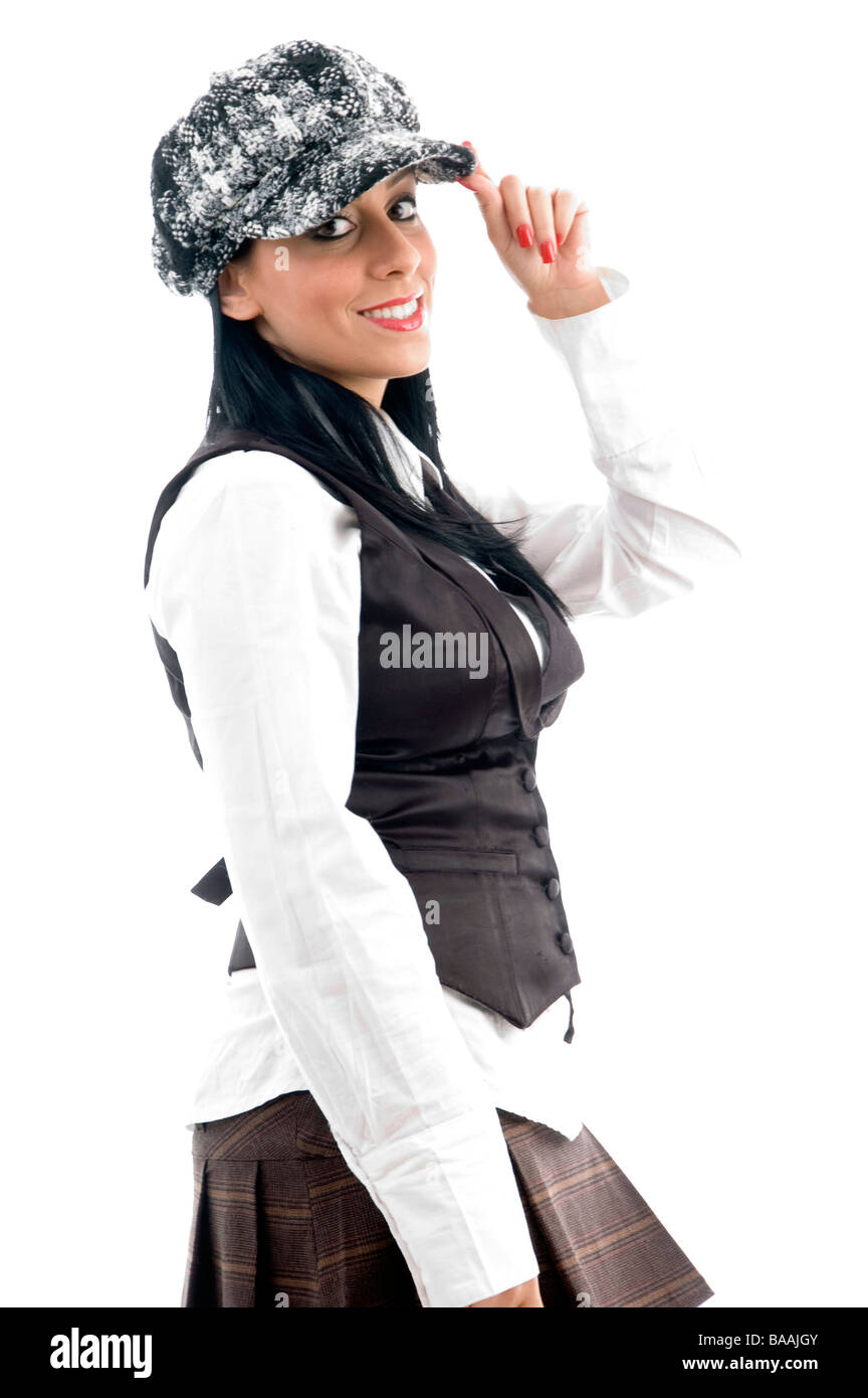 female posing wearing a cap Stock Photo - Alamy