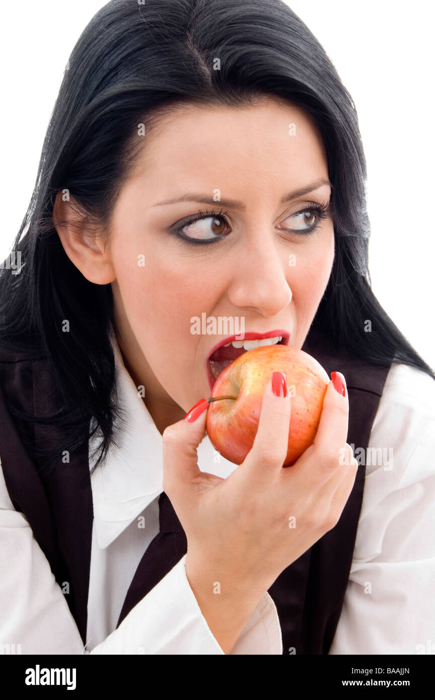 woman eating an apple Stock Photo - Alamy