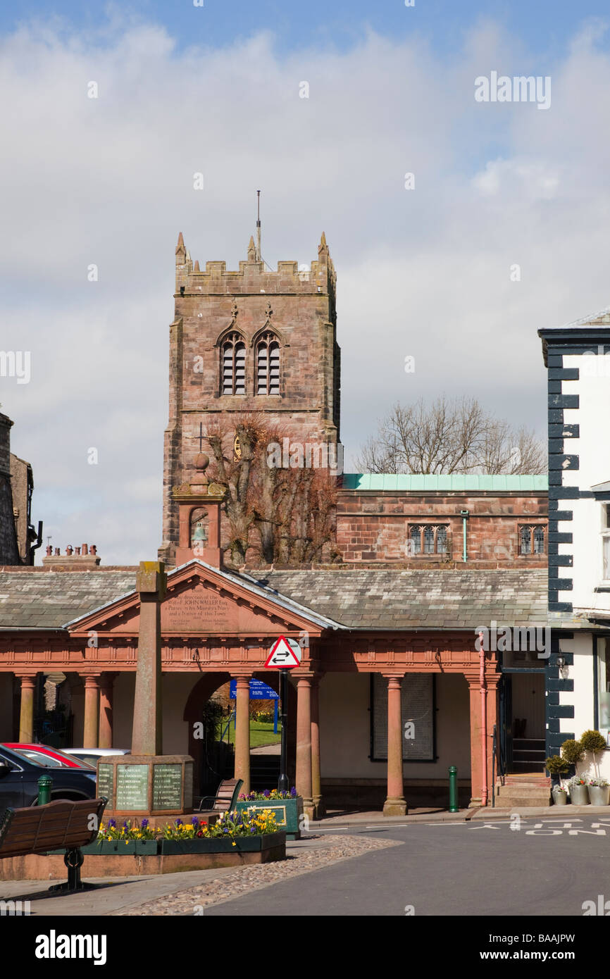 Cloisters in Market Square in small northern town. Kirkby Stephen Upper ...