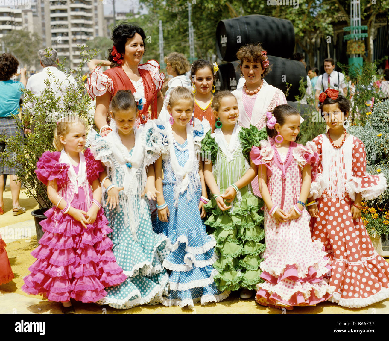 Spanish Girls in local costume Stock Photo - Alamy