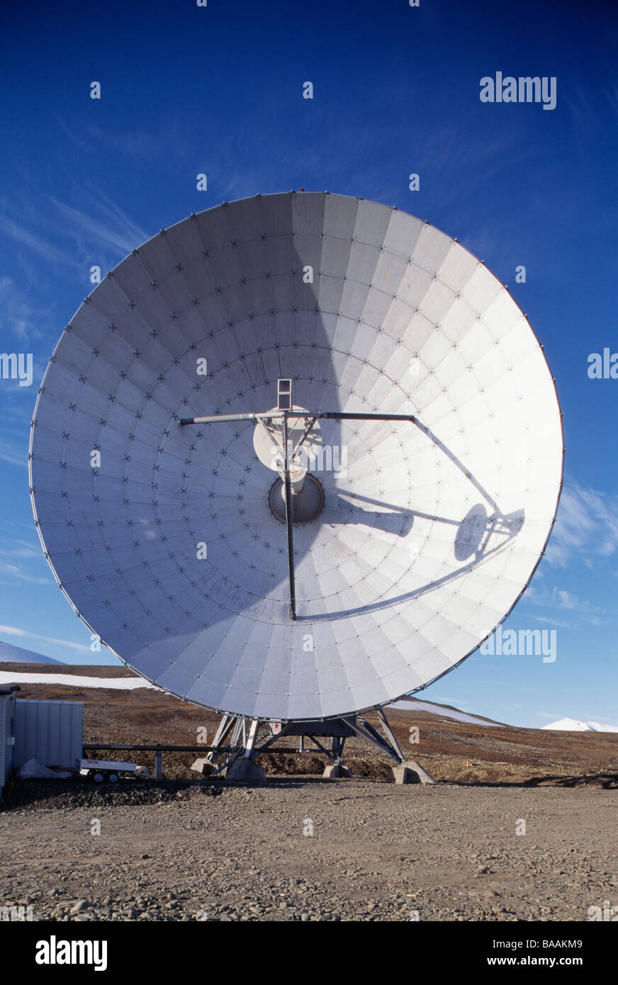 Satellite dish on open land Stock Photo - Alamy