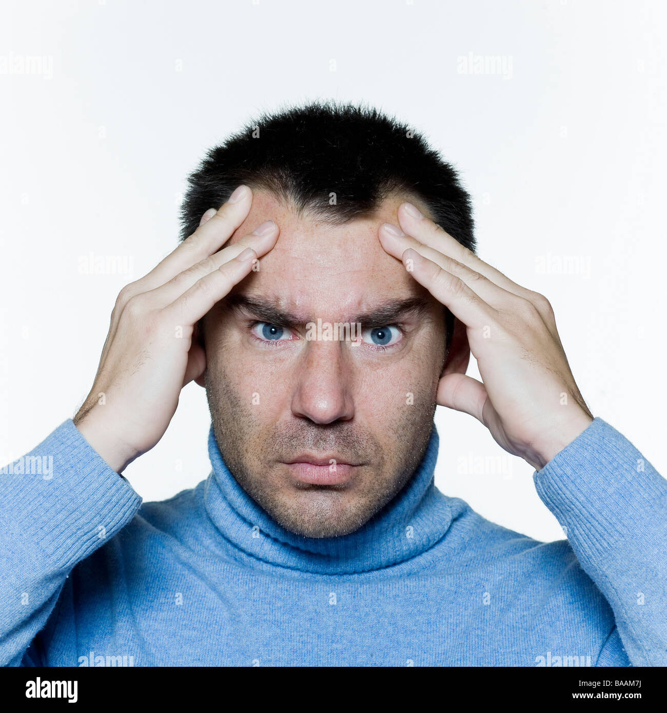 expressive portrait on isolated background of a handsome man Stock ...
