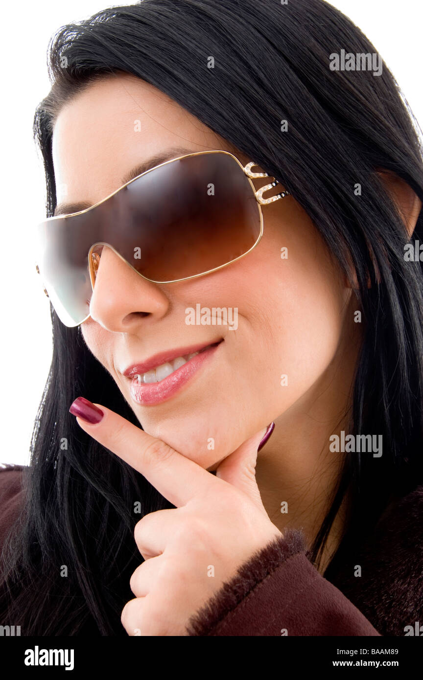 side face of young smiling woman with sunglasses Stock Photo - Alamy