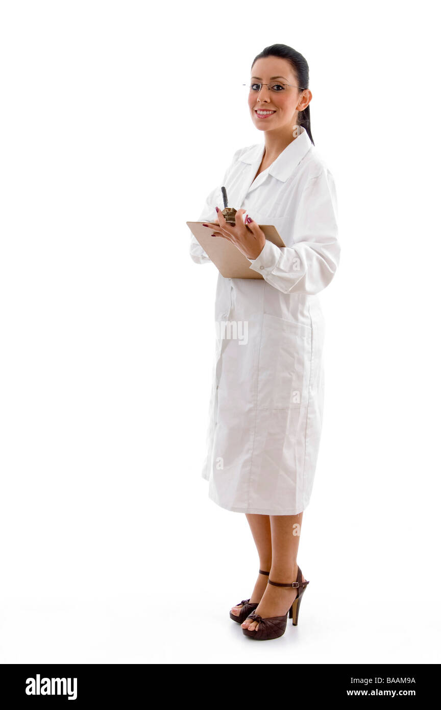 side view of doctor with writing pad Stock Photo - Alamy