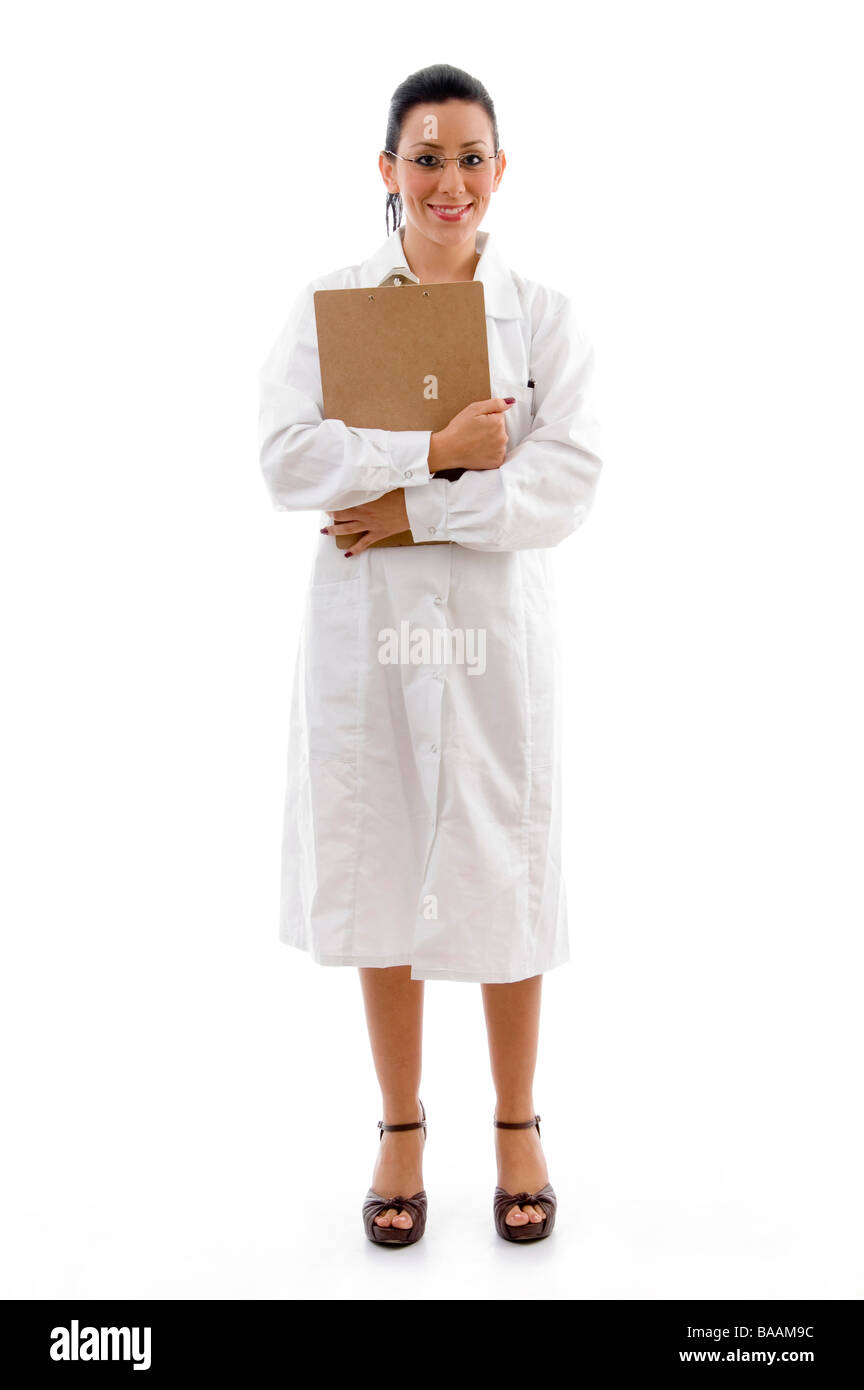 front view of doctor holding writing pad Stock Photo - Alamy