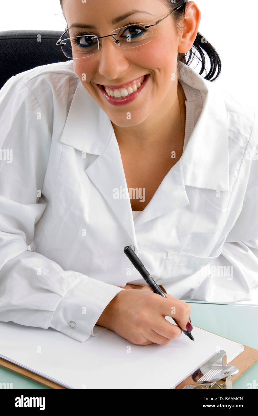 front view of smiling female doctor looking at camera Stock Photo - Alamy