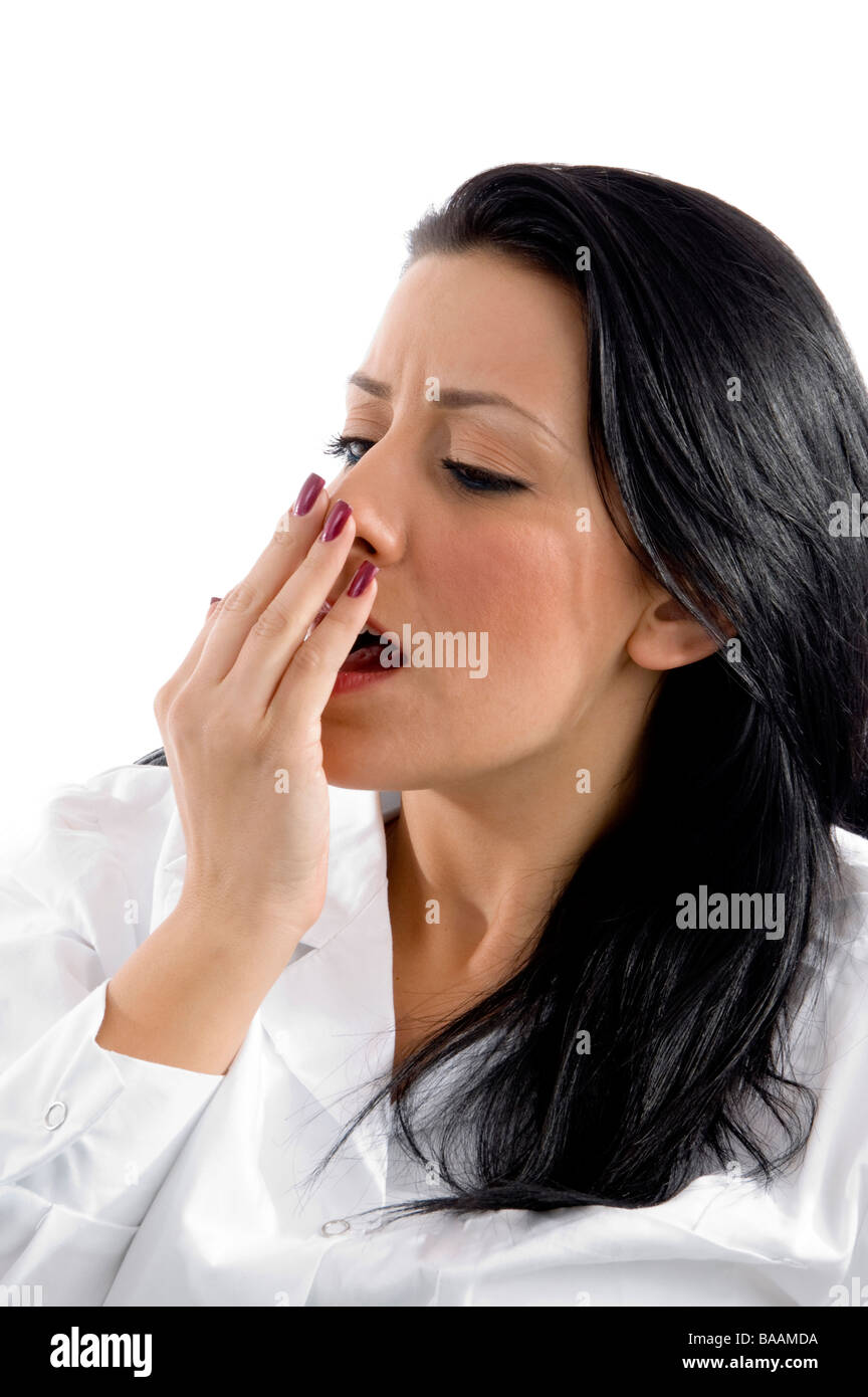 side pose of doctor yawning Stock Photo - Alamy