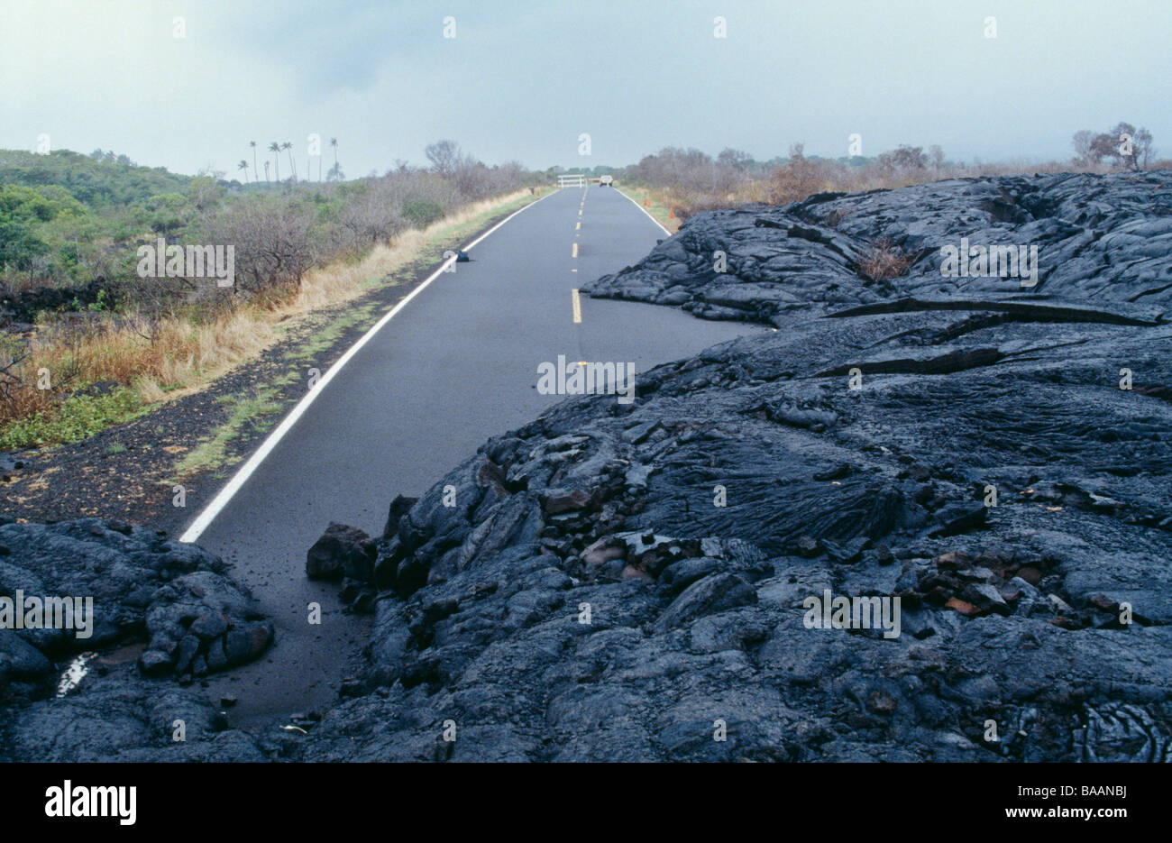 Road covered with volcano Stock Photo - Alamy