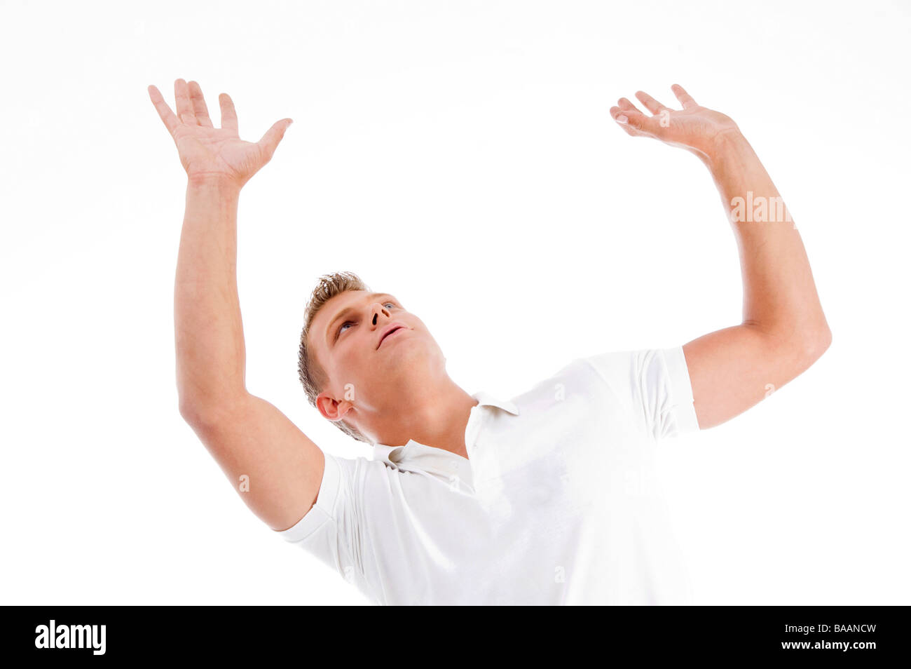 handsome male waving his hands Stock Photo - Alamy